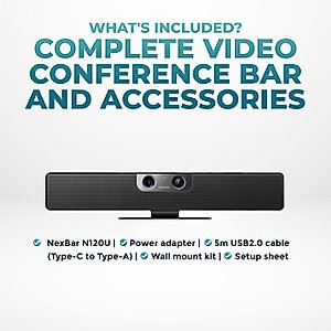 NEXVOO Nexbar N120 Video Conference System for Small and Medium Room - Wide Angle Camera Built-in 8 beamforming Microphone Array - Noise and Echo Cancellation
