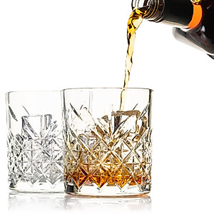 Bezrat Whiskey Glasses Set of 6 - Multi Style shot glasses - 10 oz scotch glasses - Rocks glasses Barware For Scotch, Bourbon, Liquor and Cocktail Drinks, Bourbon gifts for Men