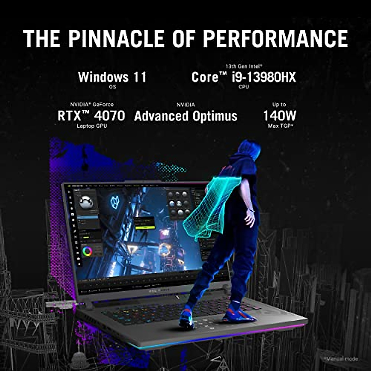 ASUS ROG Strix G16 (2023) Gaming Laptop, 16” Nebula Display 16:10 QHD 240Hz, GeForce RTX 4070, Intel Core i9-13980HX, 32GB DDR5, 1TB PCIe SSD, Wi-Fi 6E, Windows 11 Pro, G614JI-XS96,Eclipse Gray