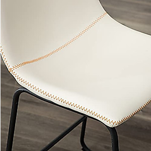 Roundhill Furniture PC185WH Lotusville Vintage PU Leather Counter Height Stools, Set of 2, White