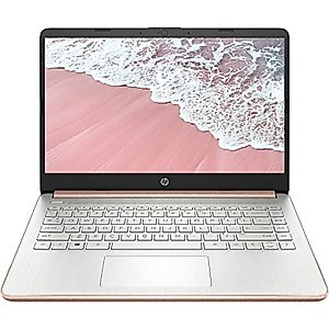 2022 HP Premium 14-inch HD Thin and Light Laptop, Intel Quad-Core Processor, 16GB RAM, 64GB Storage, Long Battery Life, Webcam, Bluetooth, HDMI, Wi-Fi, Rose Gold, Windows 11 + 1 Year Microsoft 365