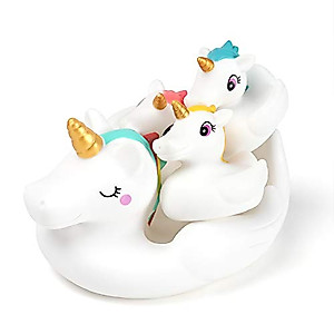 Lightaling Squirt Toys Cute Animal Unicorn Rubber Family Bathtub Pals Bath Toys -Unicorn Floating Bath Tub Toys Value Pack (Set of 4)