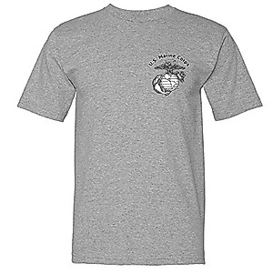 eMarinepx Parris Island Crew Neck Tshirt Grey. Made in USA. Officially Licensed with The United States Marine Corps