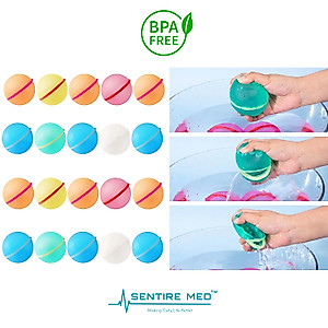 Water Balloon Balls, 20 pcs Reusable, No Latex, Splash Bomb with Net Mesh Bag, Magnetic Sealing Water Ball Bomb for Kids Adults Outdoor Activities Water Games Toy Summer Fun Party Supplies 20 pcs