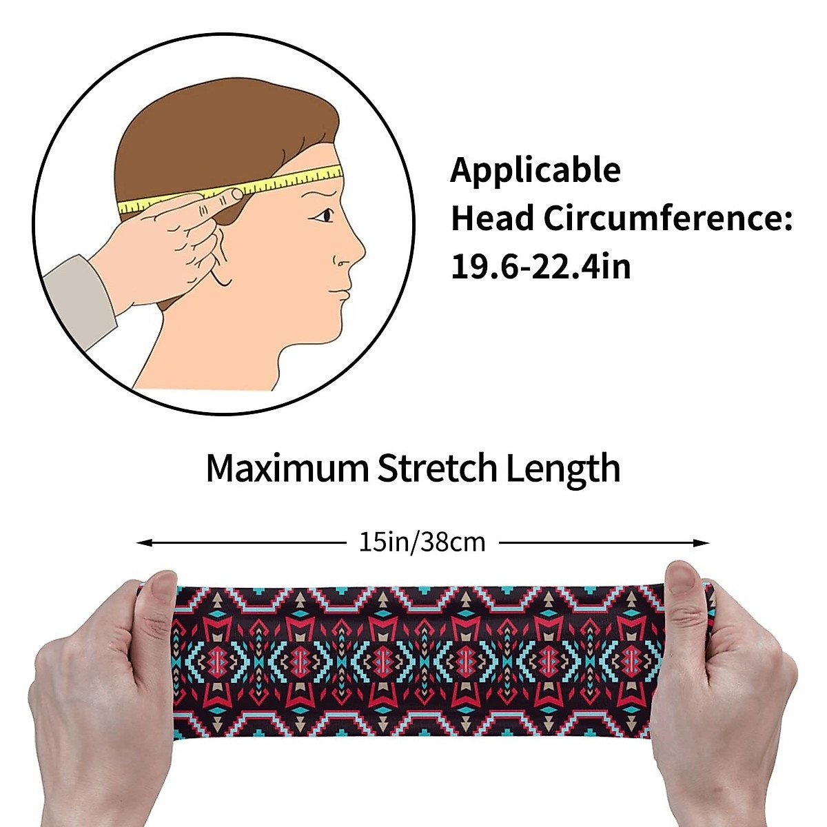 Workout Sports Headband Native Southwest American Aztec Navajo Sweat Absorbing Sweatbands for Biking, One Size