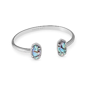 Kendra Scott Elton Cuff Bracelet for Women, Fashion Jewelry, Rhodium-Plated, Abalone Shell