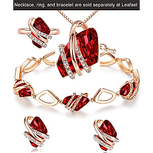 Leafael Wish Stone Stud Earrings with Ruby Red Birthstone Crystal for January and July, 18K Rose Gold Plated