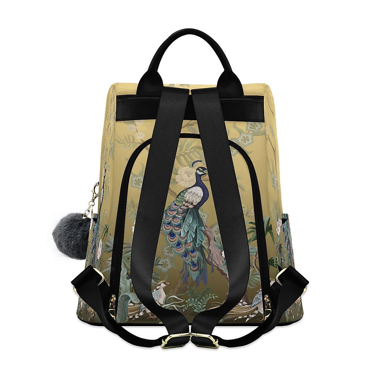 ALAZA Peacock Peonies Women Backpack Anti Theft Back Pack Shoulder Fashion Bag Purse