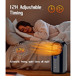 WAPEMORK Space Heater for Personal Use, Portable Indoor Electric Heaters, Small Bladeless Heater Fan with Adjustable Comfort Control Thermostat, Safe and Quiet for Bathroom Office Desk Baby Room (Black)