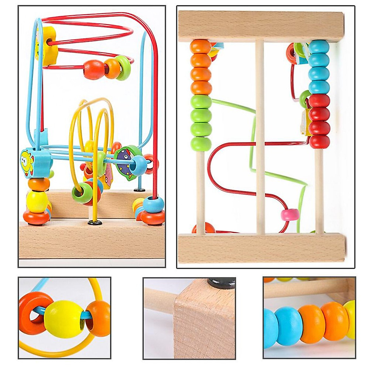 Timy First Bead Maze Roller Coaster Wooden Educational Circle Toy for Toddlers