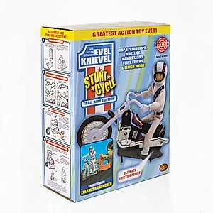 Evel Knievel Stunt Cycle - The Amazing Wind Up and Go Action Toy Launcher for Ultimate Jumps, Crashes, Flips and More - 8 Inch Bike Jumps Anywhere from 3 to 10 Feet - Original 1970's