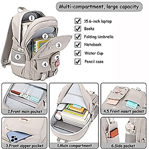 Makukke School Backpacks for Teen Girls - Laptop Backpacks 15.6 Inch College Cute Bookbag Anti Theft Women Casual Daypack,Gray