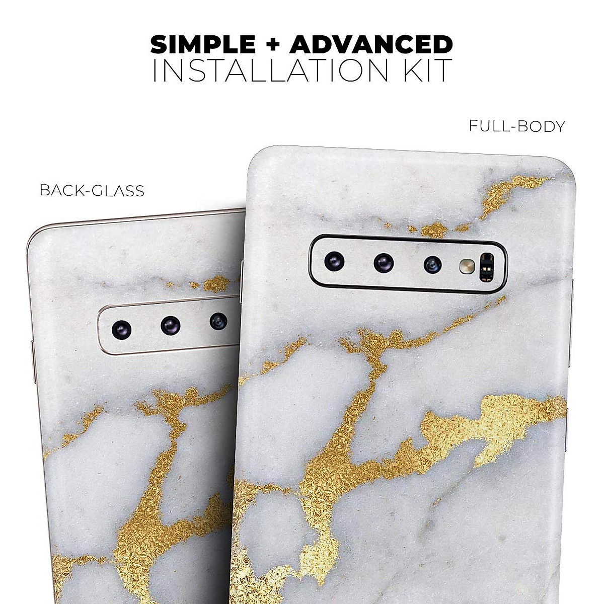 DesignSkinz Marble & Digital Gold Foil V1 Protective Vinyl Decal Wrap Skin Cover Compatible with The Samsung Galaxy S20 (Screen Trim & Back Glass Skin)