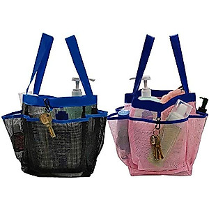 SPINFOX 2 Pack Mesh Shower Caddy, Quick Dry Shower Tote Bag Hanging Toiletry with 2 Handles for Shampoo, Conditioner, Soap and Other Bathroom Accessories