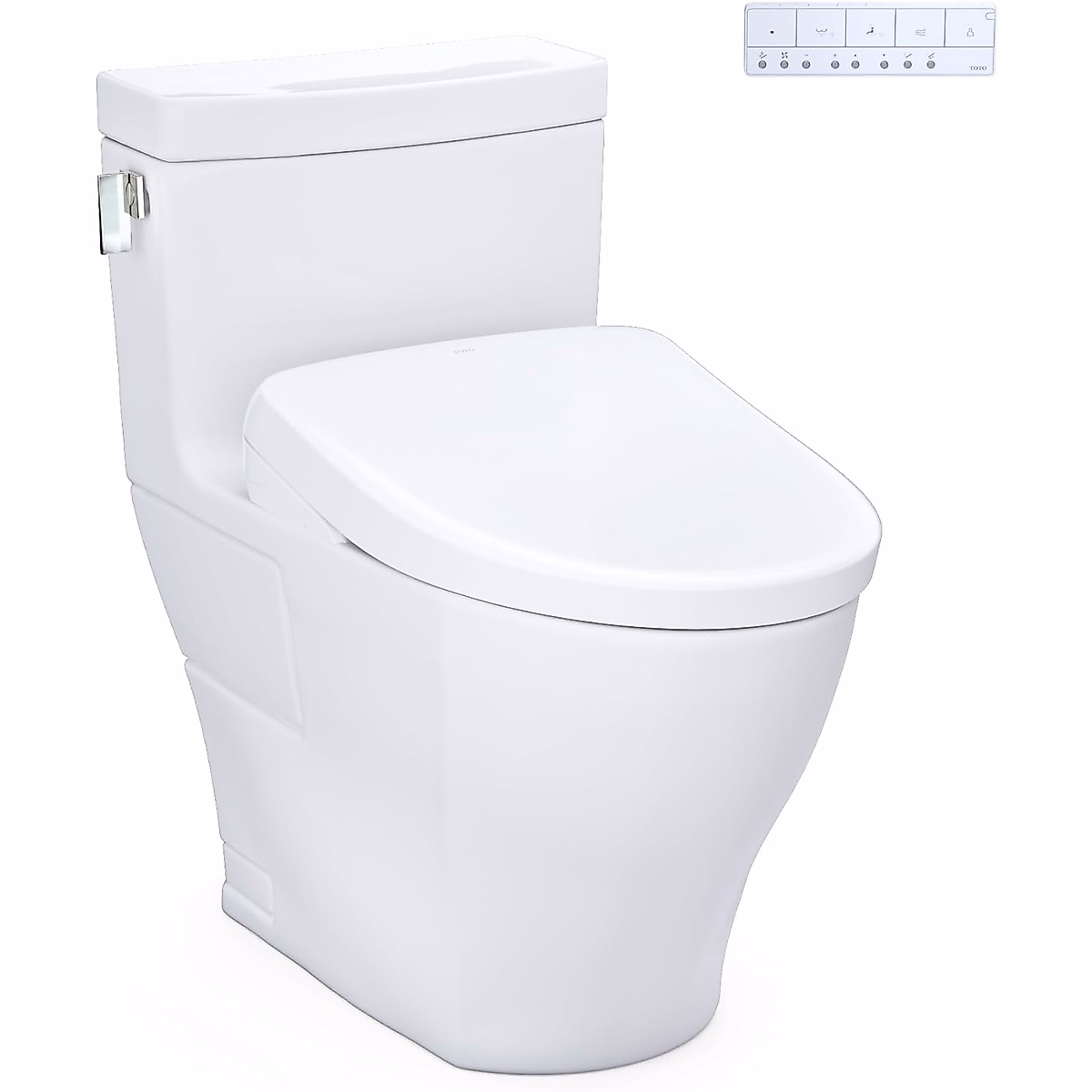TOTO® WASHLET®+ Legato® One-Piece Elongated 1.28 GPF Toilet with Auto Flush S7A Contemporary Bidet Seat, Cotton White - MW6244736CEFGA#01