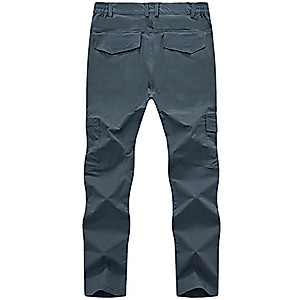 Rdruko Men's Lightweight Work Pants Waterproof Quick Dry Stertch Outdoor Hiking Cargo Pants (Cold Gray,US 36)