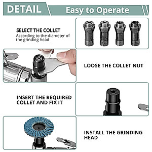 COLFULINE Angle Air Die Grinder 1/4" with 20 pcs 2" Roll Lock Sanding Discs, 90 Degree Heavy Duty 20,000 RPM Compressed Sander Polisher Tool for Contour Grinding, Polishing, Milling, Cutting