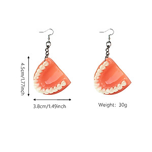 GBAHFY Denture Earrings Funny Hand-made Ear Pendant Tooth Shaped Earrings Exaggerated Ear Decors for Party Festival Woman (Tooth Shaped Earrings)