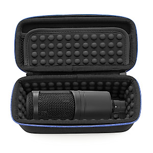 CASEMATIX Padded Microphone Case Compatible with AT2020 USB, AT2020USB Plus, AT2035, AT2050, AT4033A, AT4040, AT4050, ATR2500 USB with Windscreen and Small Cable Accessories, Case Only