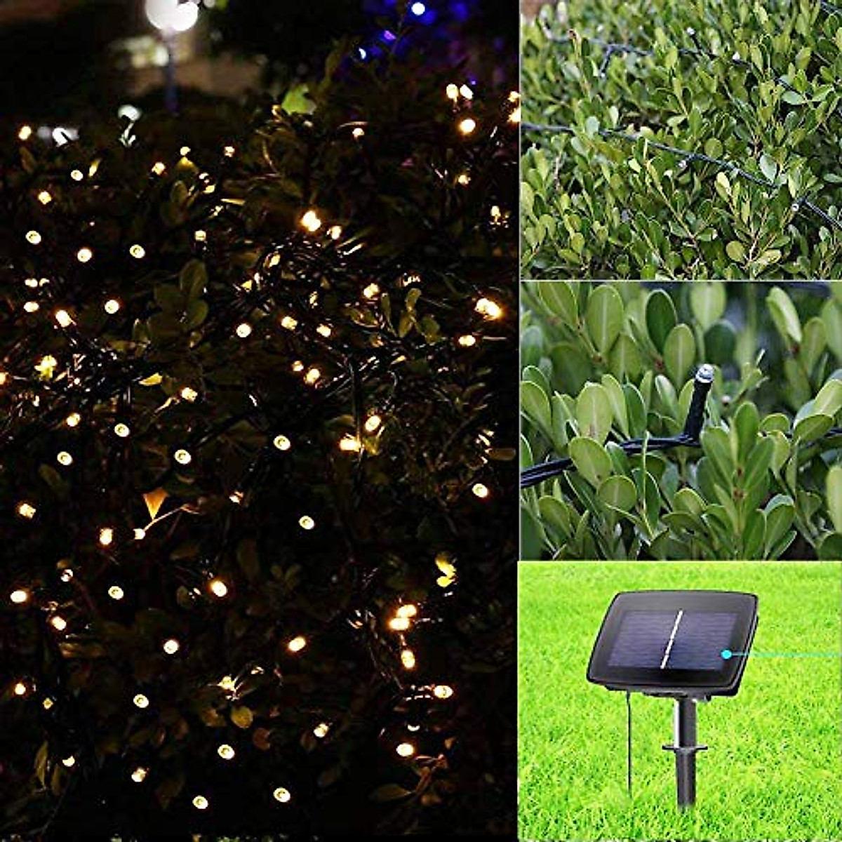 woohaha Solar Fairy String Lights Outdoor Waterproof, 2 Pack 33ft 100LED Solar Powered String Lights for Christmas Patio Home, Wedding, Party (100LED 2pcs, Warm White)