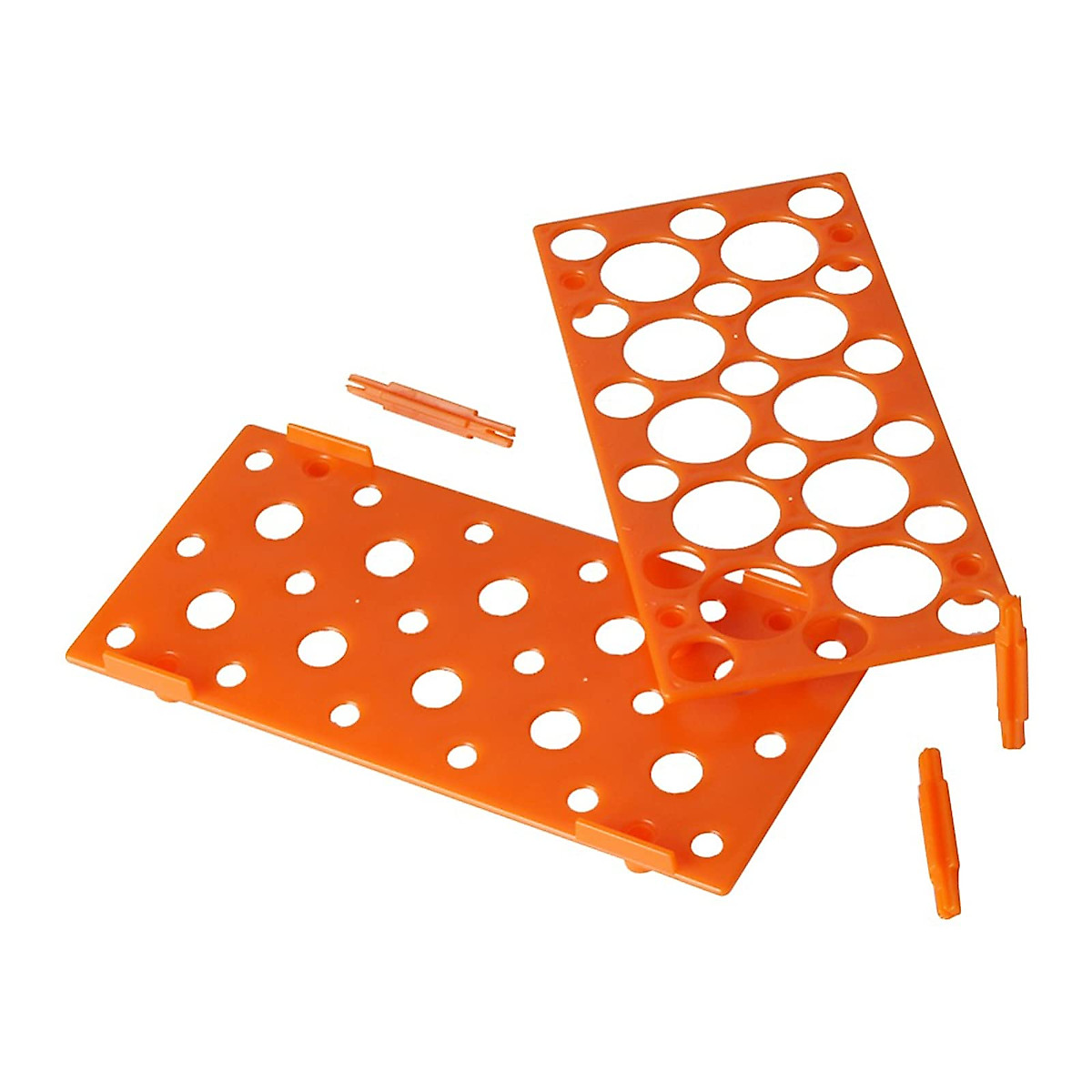 2 Pack 50 Well Centrifuge Tube Rack for 10ml/15ml/50ml Scientific Laboratory Plastic Tube Rack Holder Detachable Lab Test Tube Rack Orange/Blue