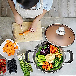 TeamFar Stock Pot 4qt, Stainless Steel Stockpot Soup Pasta Pot with Lid, Double Heatproof Handles, Non Toxic & Healthy, Easy Clean & Dishwasher Safe