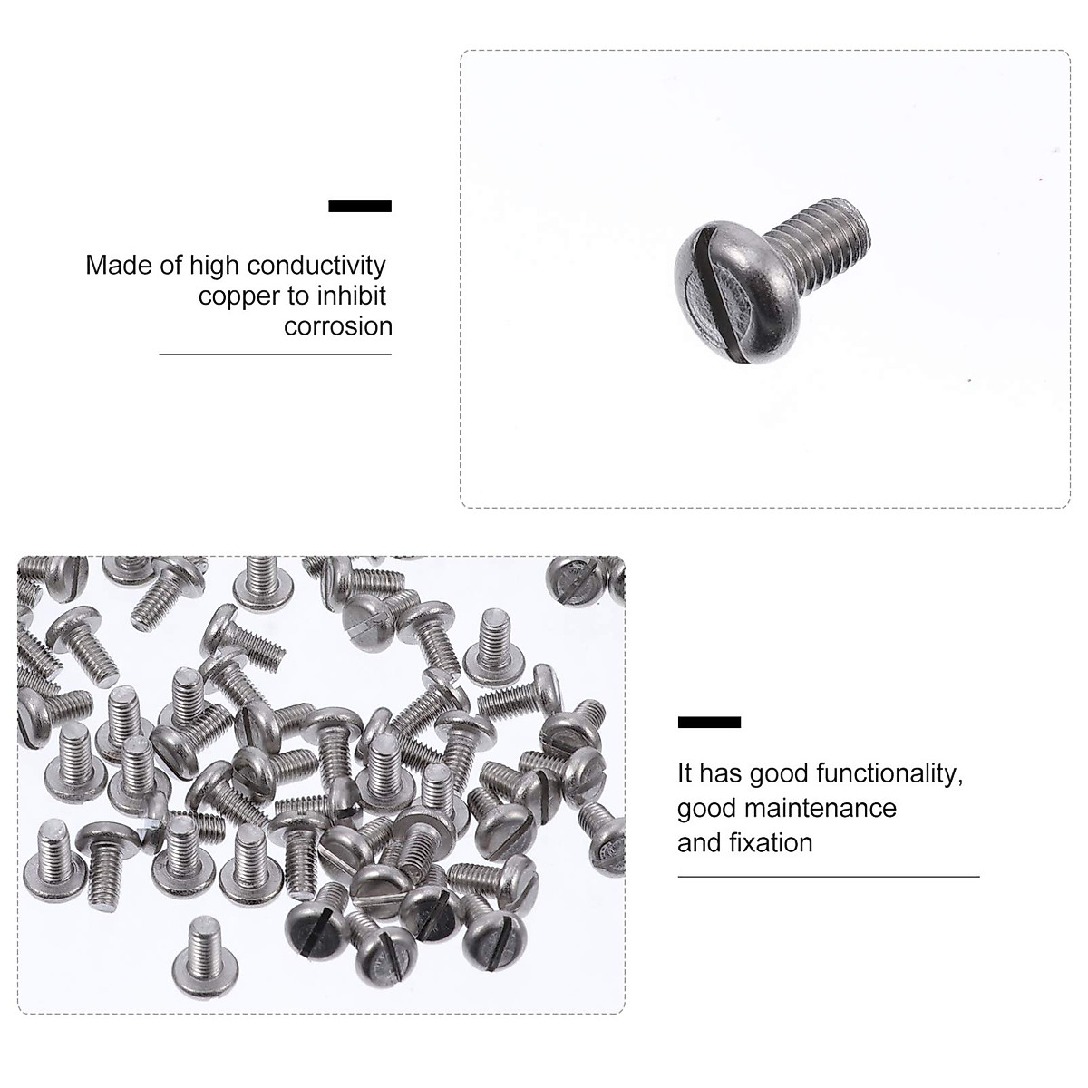 Scicalife 100pcs Round Head Screws Stainless Steel Wall Plate Screws Mechanical Maintenance Fixing Screws for Receptacle Outlet Cover, Wall Plate, Light Switch Plate