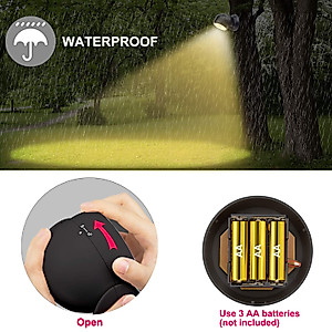 HONWELL Battery Operated Motion Sensor Light Outdoor Wireless Spotlight Waterproof Motion Detector Security Flood Light, Light Sensor Auto On Off for Outside Stair Shower Wall Corner Shed-1Piece