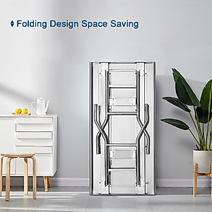 HARDURA Folding Stainless Steel Table 30X48 Inches with Adjustable Undershelf and Galvanized Legs NSF Commercial Portable Folding Prep Table for Restaurant Kitchen Home and Hotel