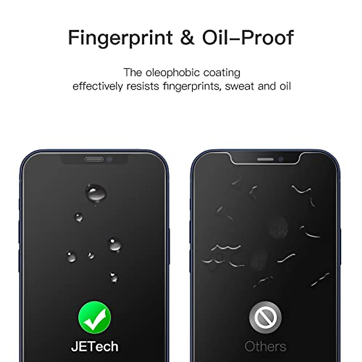 JETech Full Coverage Screen Protector for iPhone 12/12 Pro 6.1-Inch, 9H Tempered Glass Film Case-Friendly, HD Clear, 3-Pack