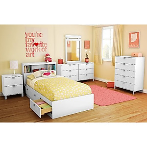 South Shore Spark Bookcase Headboard, Twin, Pure White