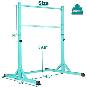 Bongkim Gymnastics Bar for Kids,Adjustable Height Gymnastic Horizontal Bars,Folding Gymnastics Equipment Junior Training Bar for Home Using,Stable Kids Training bar for Children (Teal)