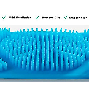 Silicone Bath Towel Back Brush Scrubber Exfoliating Scrub Body Wash Dual Side, Back Cleaner for Shower, Silicone Scrubber Body, Blue Color, 1PCs.