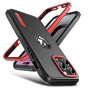 WINTONG Magnetic Case Compatible with iPhone 14 Pro Max Case, [Military Grade Drop Protection] Full-Body Shockproof Rugged Protective Cover Heavy Duty Case for iPhone 14 Pro Max 6.7", Black/Red