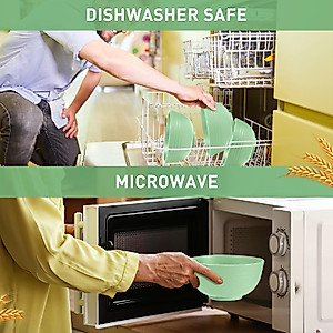 18 Pcs Unbreakable Cereal Bowls 24 Oz Microwave and Dishwasher Safe Wheat Straw Fiber Lightweight Bowl Soup Bowls Microwavable Kitchen Bowls for Serving Salad Rice Pasta (Green)