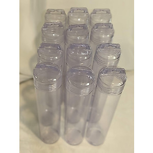 Plastic Clear Tubes Extra Large Containers Storage Shipping Organizing 12 pcs Transparent with Caps
