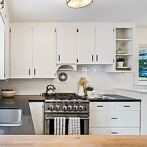 Ravinte 25 Pack Black Cabinet Pulls 4 Inch Square Cabinet Handles Matte Black Kitchen Hardware for Cabinet Square Drawer Pulls