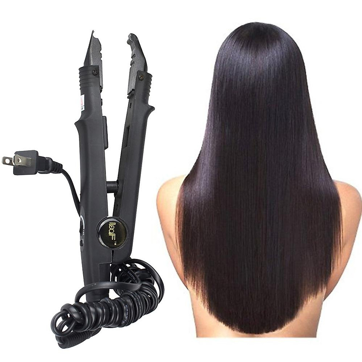 niceeshop(TM) US Plug Professional Hair Extensions Tool Fusion Heat Iron Connector Wand Melting Tool-Black