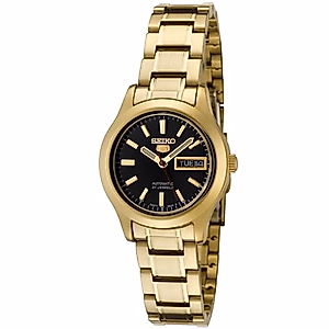 Seiko Women's SYMD96 5 Automatic Black Dial Gold-Tone Stainless Steel Watch