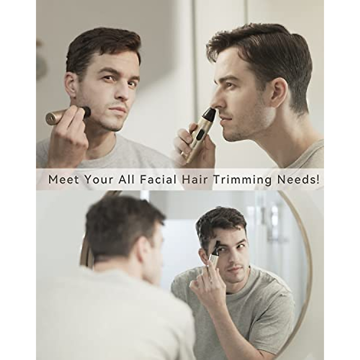 unibono Ear and Nose Hair Trimmer, Dual-Hole Vortex Cleaning System Facial Hair Grooming Kit Include Rechargeable Eyebrow Trimmer & Facial Hair Removal Shaver Stocking Stuffers Gifts for Men Women