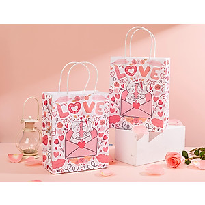 72PCS Valentines Day Gift Bags Bulk with 24 Bags 9”x7''x3.5'' 24 Tissue Paper&24 Stickers for Kids Adults Holiday Goody Candy Chocolate Bakery Treat Bag for Gift Giving,Classrooms Gift Exchange,Party Favor