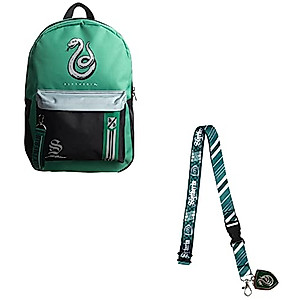 Bioworld Harry Potter Slytherin 16" Laptop Backpack & Lanyard Combo Set