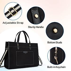 Missnine Laptop Tote Bag Canvas Laptop Bag 15.6 inch Work Shoulder Bags Casual Briefcase Handbag for Travel, Office, College