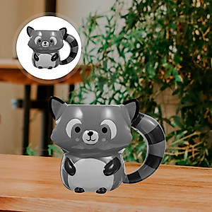 Luxshiny Cute Ceramic Coffee Mug 3D Raccoon Mug Tea Cup Hand Painted Animal Coffee Cappuccino Latte Cup Drinking Cups Milk Cups with Handle for Christmas Birthday Gift Grey