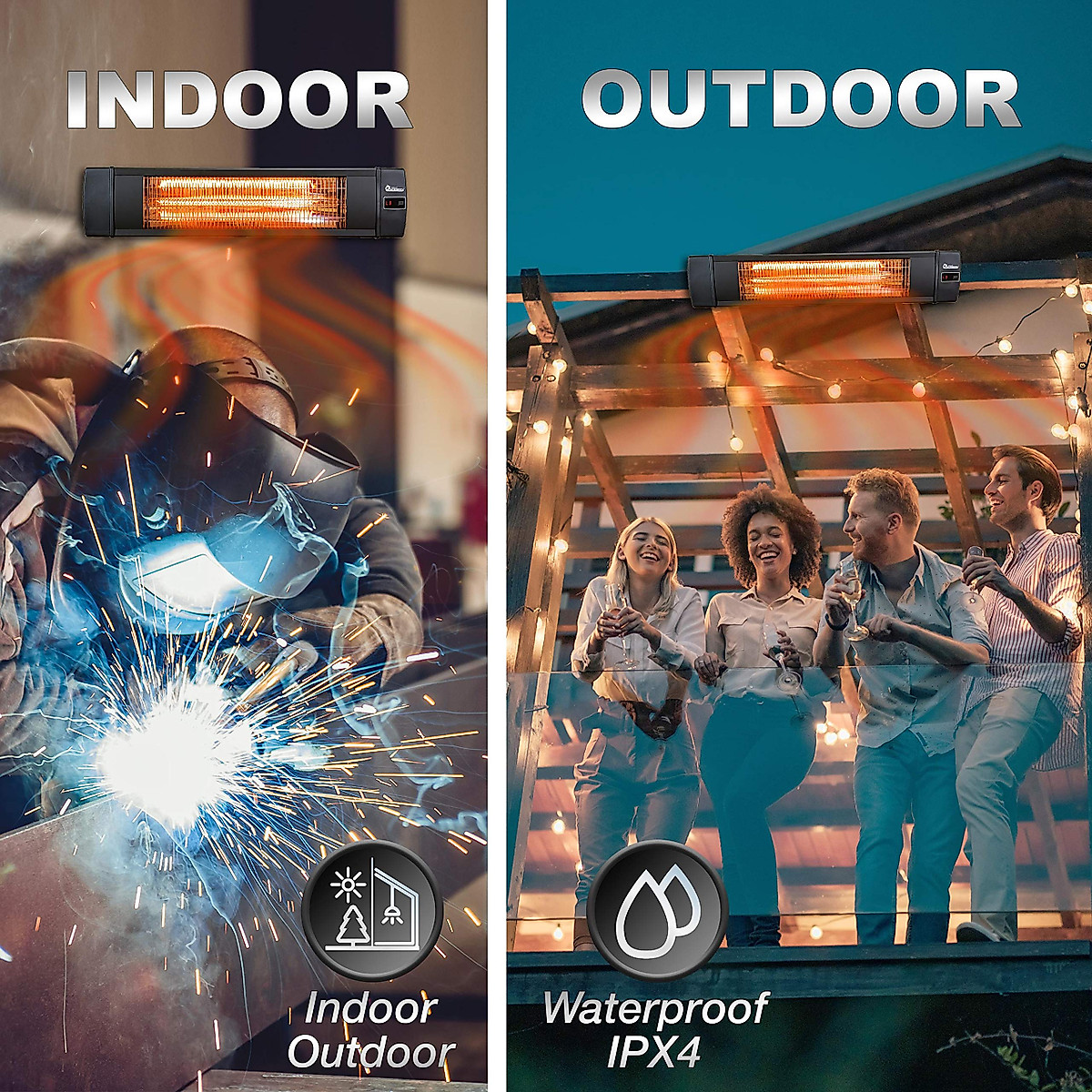 Dr Infrared Heater DR-338 Carbon Infrared Patio Heater with Tripod, Black, 23x40 Inches