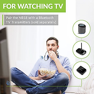 Avantree Neckband Bluetooth Headphones with Clear Dialogue Mode & Enhanced Volume for Phone PC TV Listening, 20hrs Music Time, Wireless Earbuds, Support Low Latency - NB18