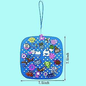 Shoe Charms Organizer_Shoes Hanging Jewelry Holder for Croc Charms ,Portable Roll Storage Bag Wall Mounted Hanging Display Stand (black&blue) (S AND R)