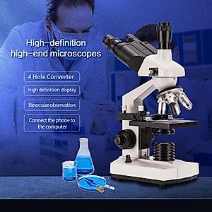 40X-2000X Compound monocular Microscope with Microscope Slide Set, Cell Phone Adapter, Dual LED Illumination Powerful School Home Education biomicroscope， 2MP USB Camera
