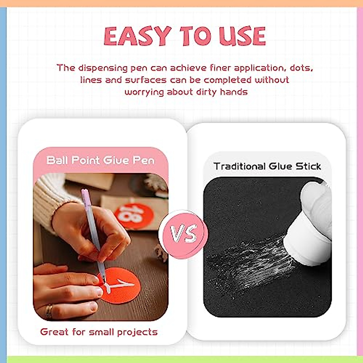 Fulmoon 24 Pieces Ball Point Glue Pen with Glue Refills for Quick Dry Glue Pen for Kids Paper Crafts Supplies Handmade Stationery DIY Kids School Craft Supplies