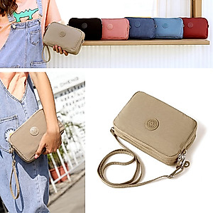 Mindesa Small Crossbody Bags Triple Zip Wristlet Clutch Wallet Waterproof Cell Phone Shoulder Handbag(Blue)